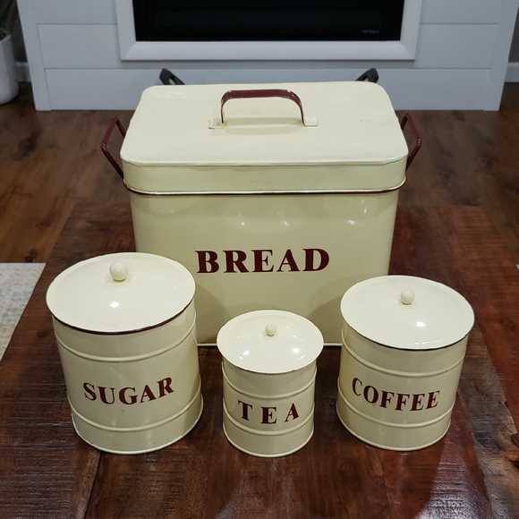 Retro Style Bread Box And Cannister Set